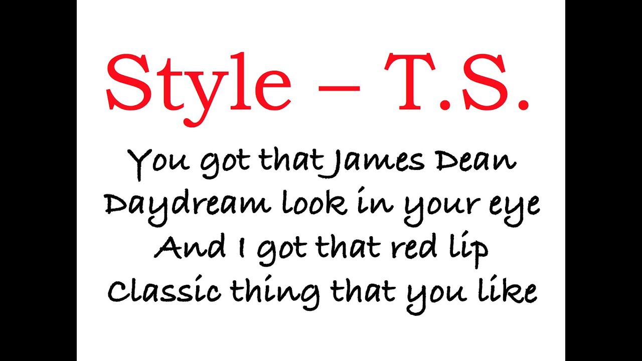 "STYLE" - Taylor Swift KARAOKE LYRICS (Guitar Instrumental) - Backing ...