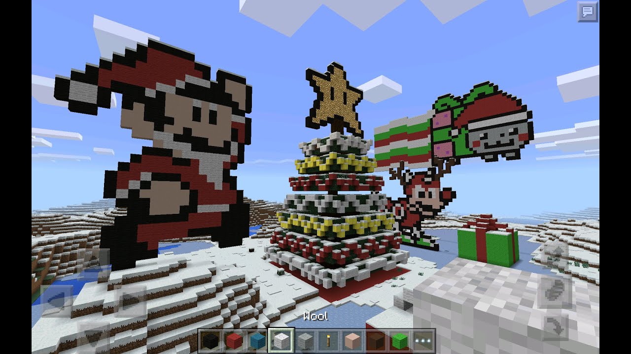 Super Mario Santa Pixel Art - Minecraft Pocket Edition Tutorial - YouTube