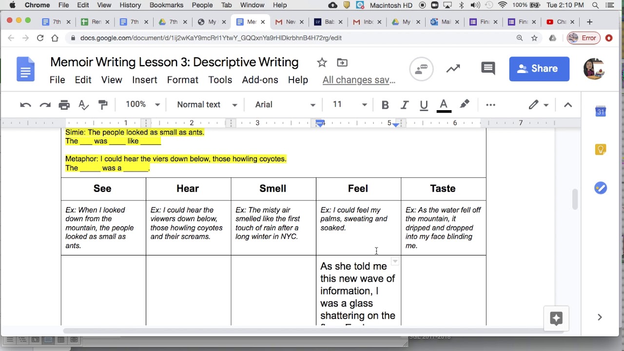 Memoir Writing Lesson 3 Imagery and Figurative Language - YouTube