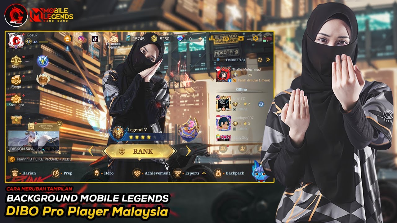 Background Ml Dibo Gamer Cantik Bercadar Pro Player Malaysia Adibah Humairah Youtube