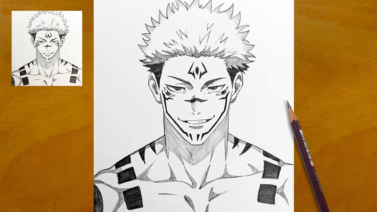 How to Draw Sukuna from Jujutsu Kaisen Step by Step || Easy Anime ...