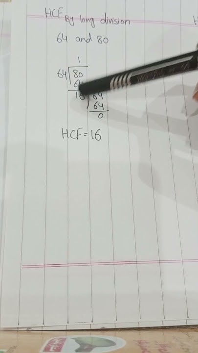 Hcf of 64 and 80 by long division method #shorts - YouTube