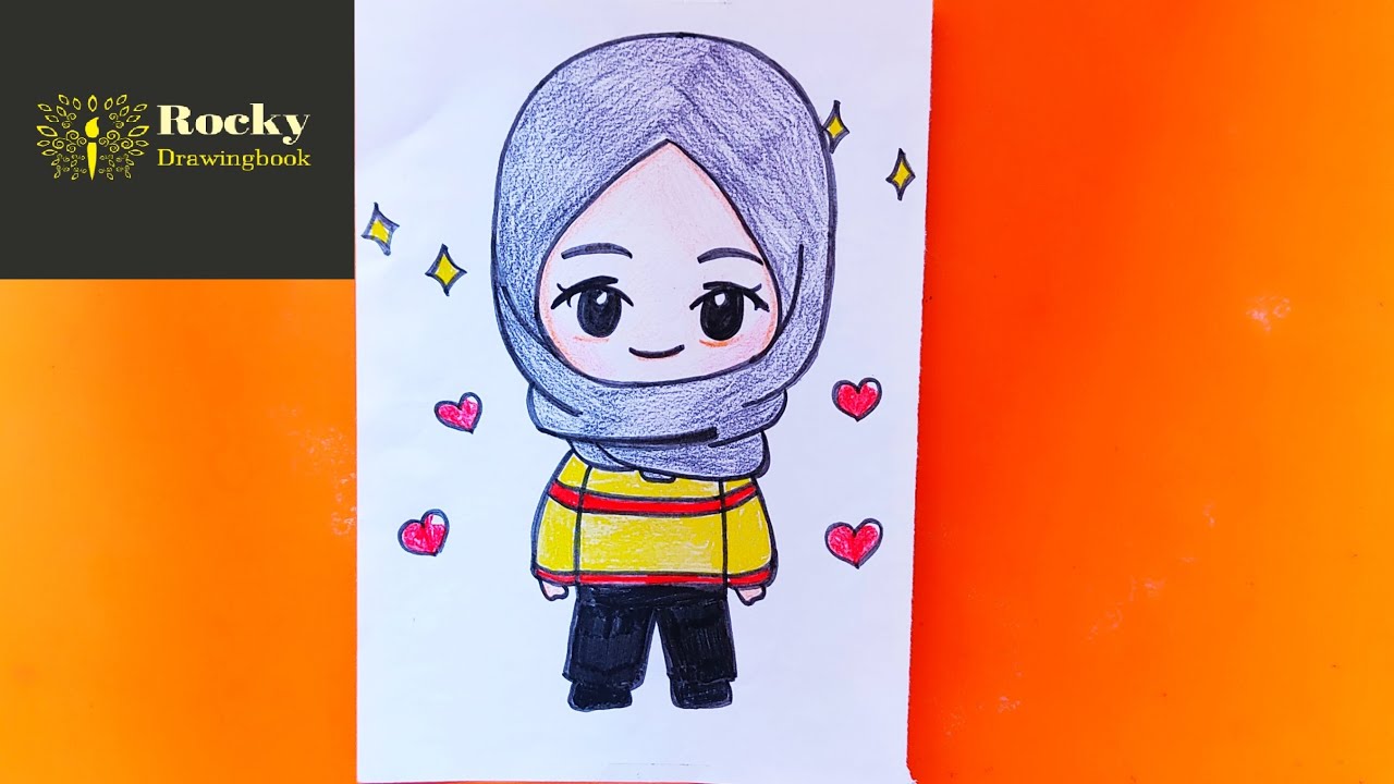How to draw a cute and easy 🧕🧕 Hijab girl. How to Draw Hijab girl step ...