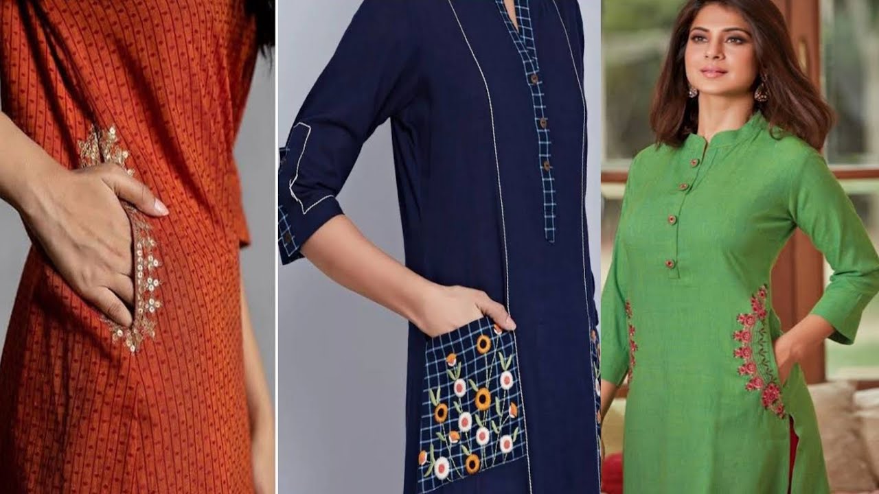Most Fashion Able Styles Of Pockets For Kurtis Frocks Tops||Trending ...