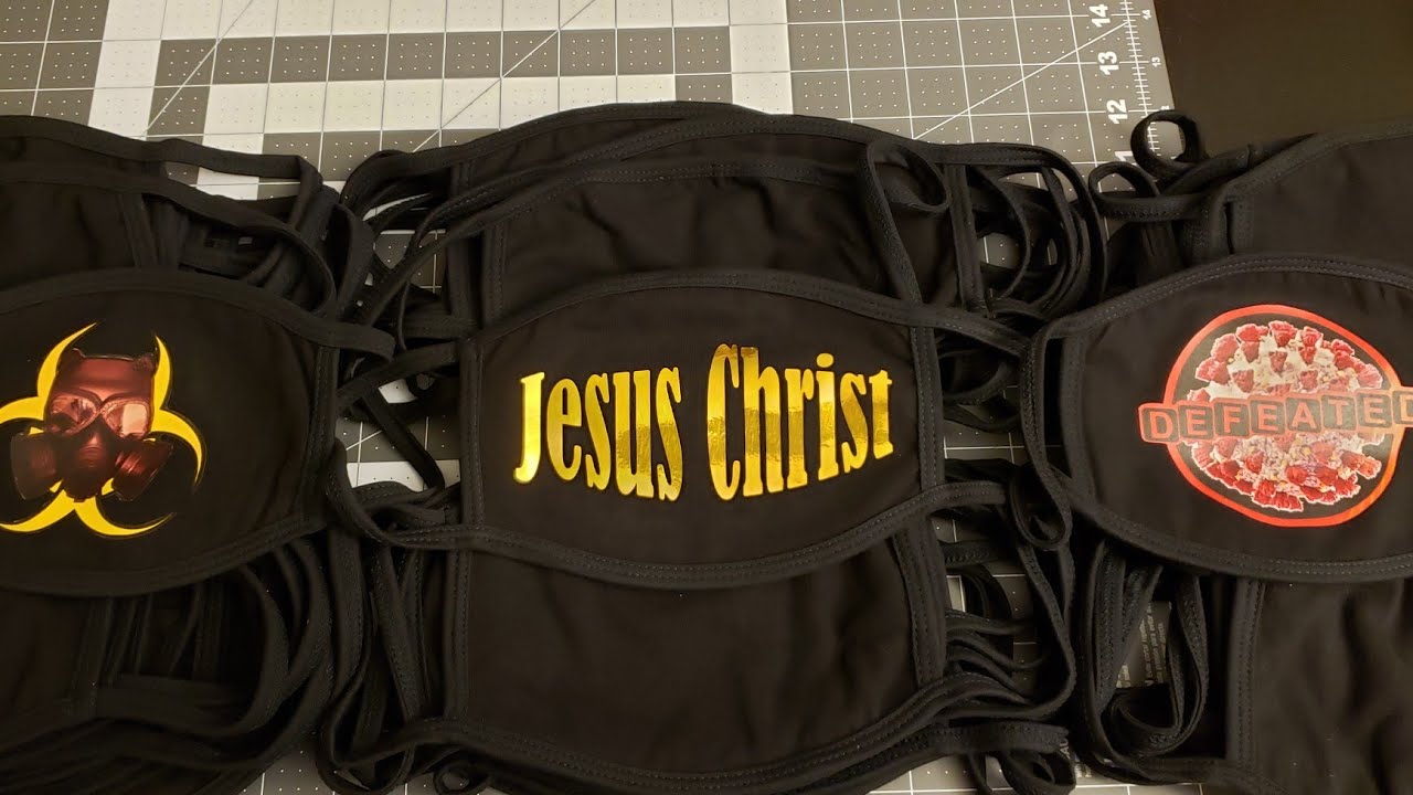 100% Cotton Face Masks With Mirror Gold HTV And 3G Jet Opaque Tranfers ...