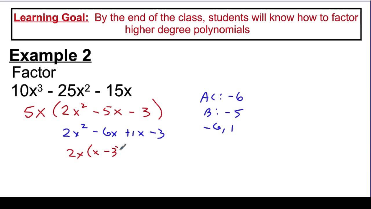 Video 18 Part 1 Factoring Using GCF And Quadratic Methods YouTube