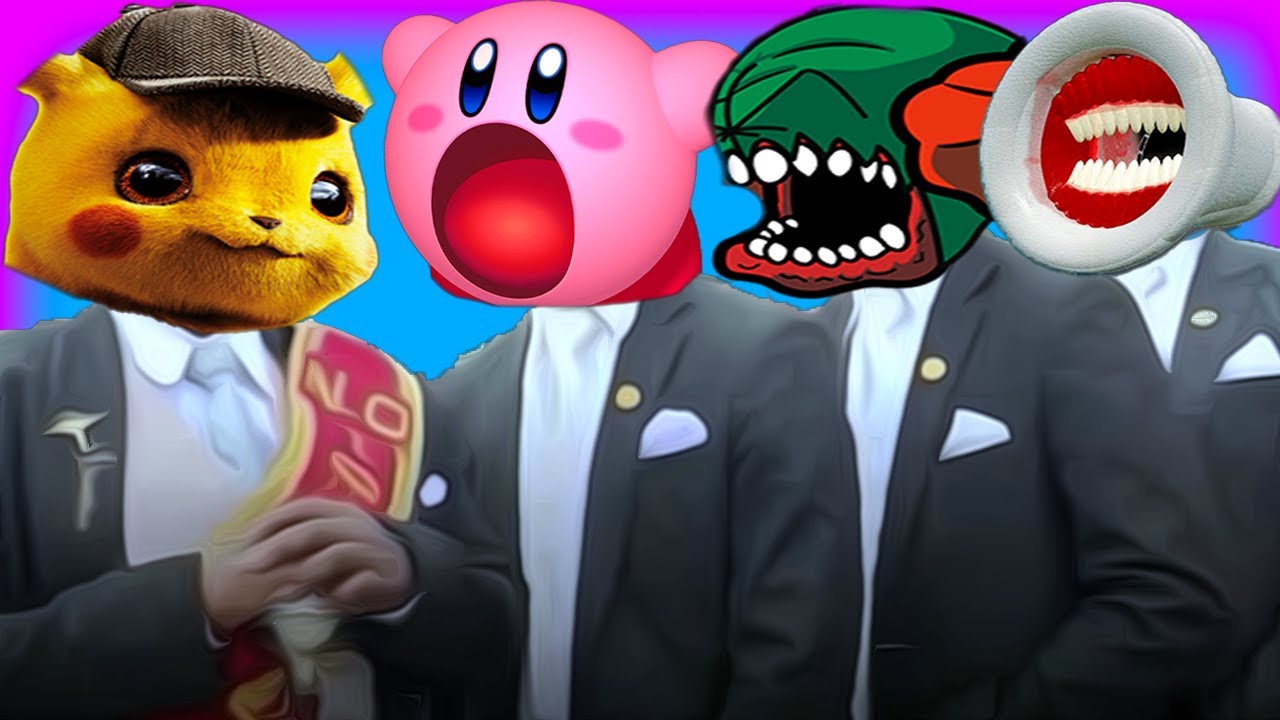Pikachu & Kirby & Tricky Clown & MEGAPHONE Head - Coffin Dance MEME ...
