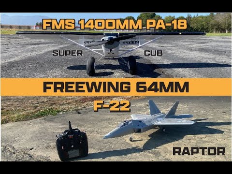 Flying the FREEWING 64MM F 22 & FMS 1400MM PA 18 SUPER CUB - YouTube