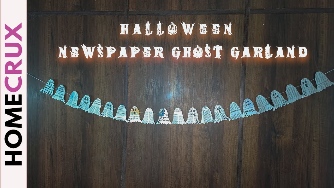 How to Make Newspaper Ghost Garland for Halloween Decorations ...
