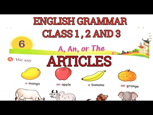 Grade 1 Grammar Lesson 6 Articles A And An Grammar English Year3