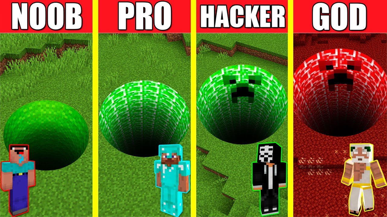 Minecraft Battle: CREEPER TUNNEL HOUSE BUILD CHALLENGE - NOOB vs PRO vs ...