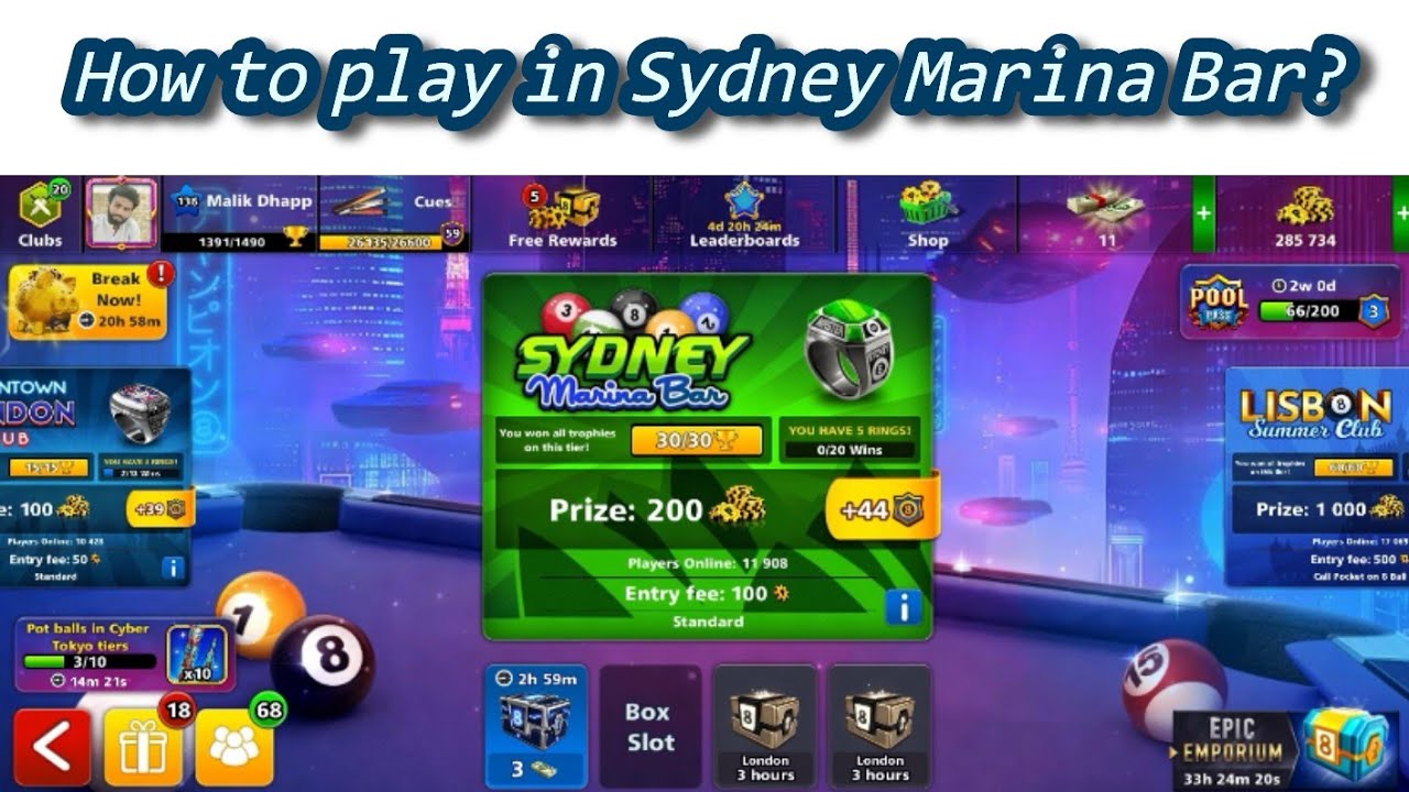 Sydney Marina Bar Wining 8 Ball Pool Game | How to win a game in 8 ball ...
