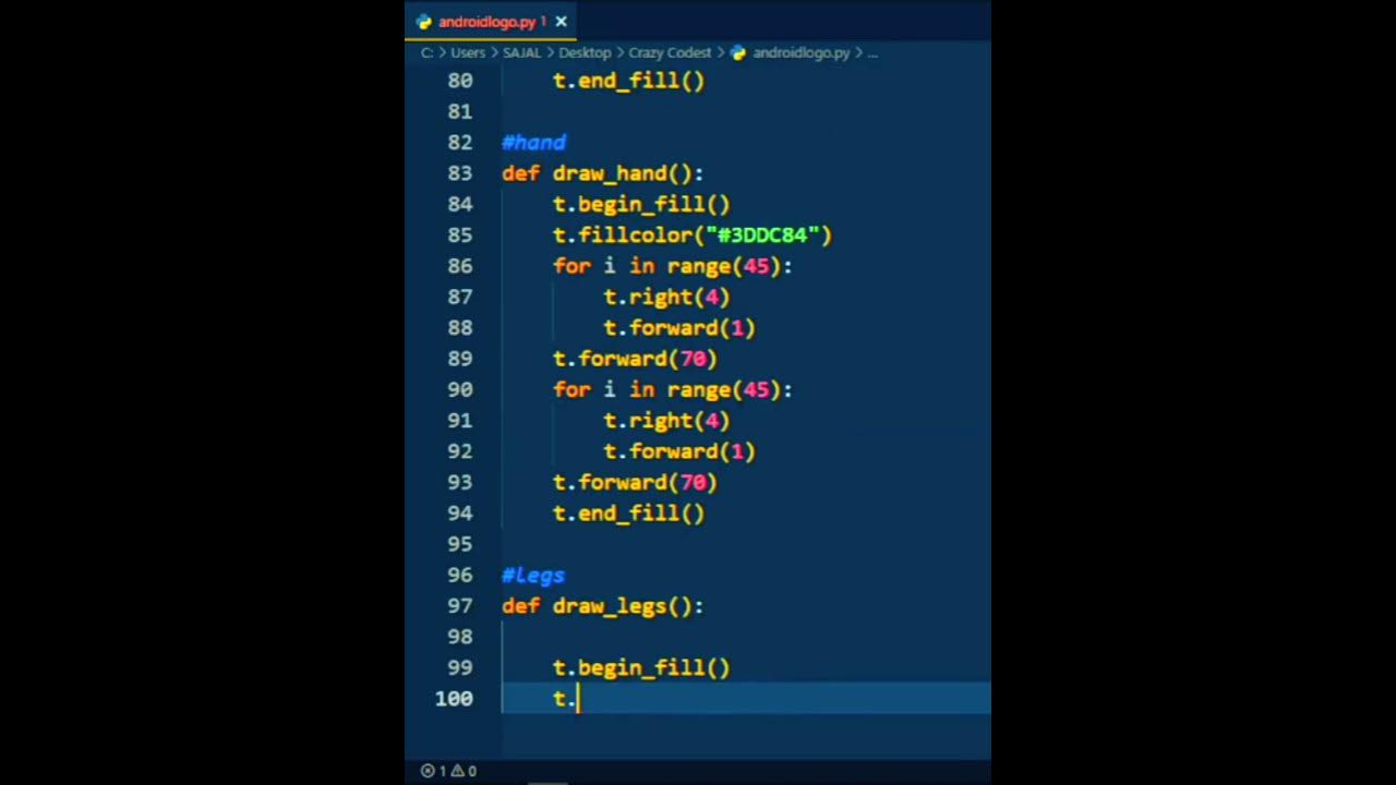 Drawing Android Logo 🔥 Using Python 😍👩‍💻coding Programmerlife Python Cse Shorts Hacking