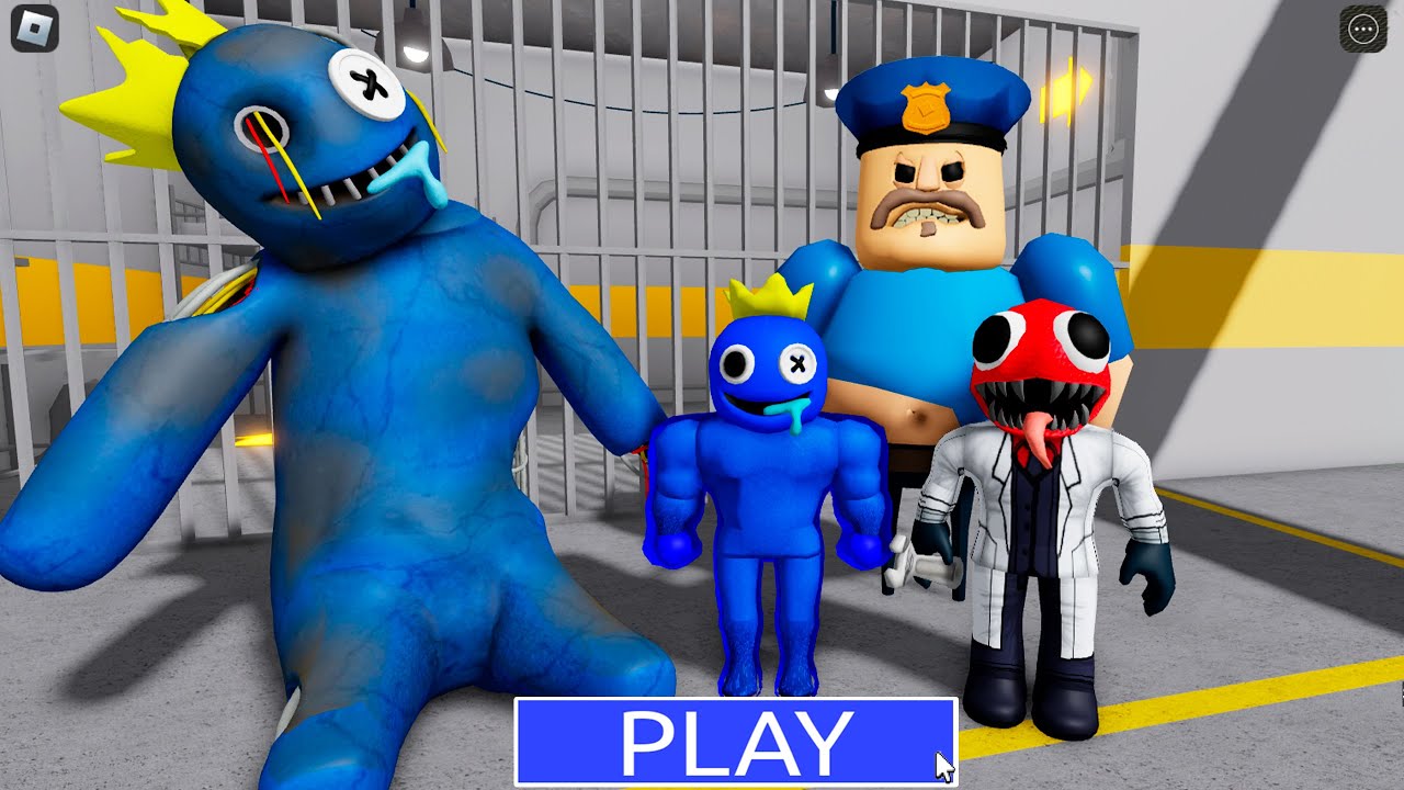 BLUE VS RED Rainbow Friends in BARRY’S PRISON RUN! Scary Obby #Roblox ...