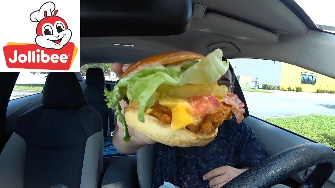 Eating Jollibee Aloha Chicken Sandwich - YouTube