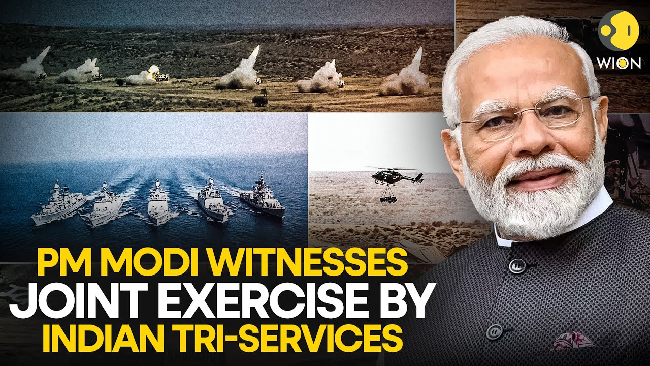 PM Modi witnesses joint exercise by Indian tri-services in northwestern ...