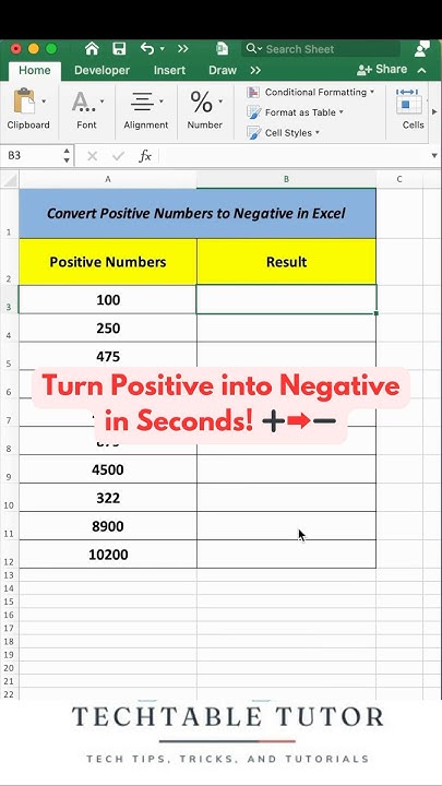 How to Convert Positive Numbers to Negative in Excel 🔢 ️ #excel #excelshorts #exceltricks - YouTube