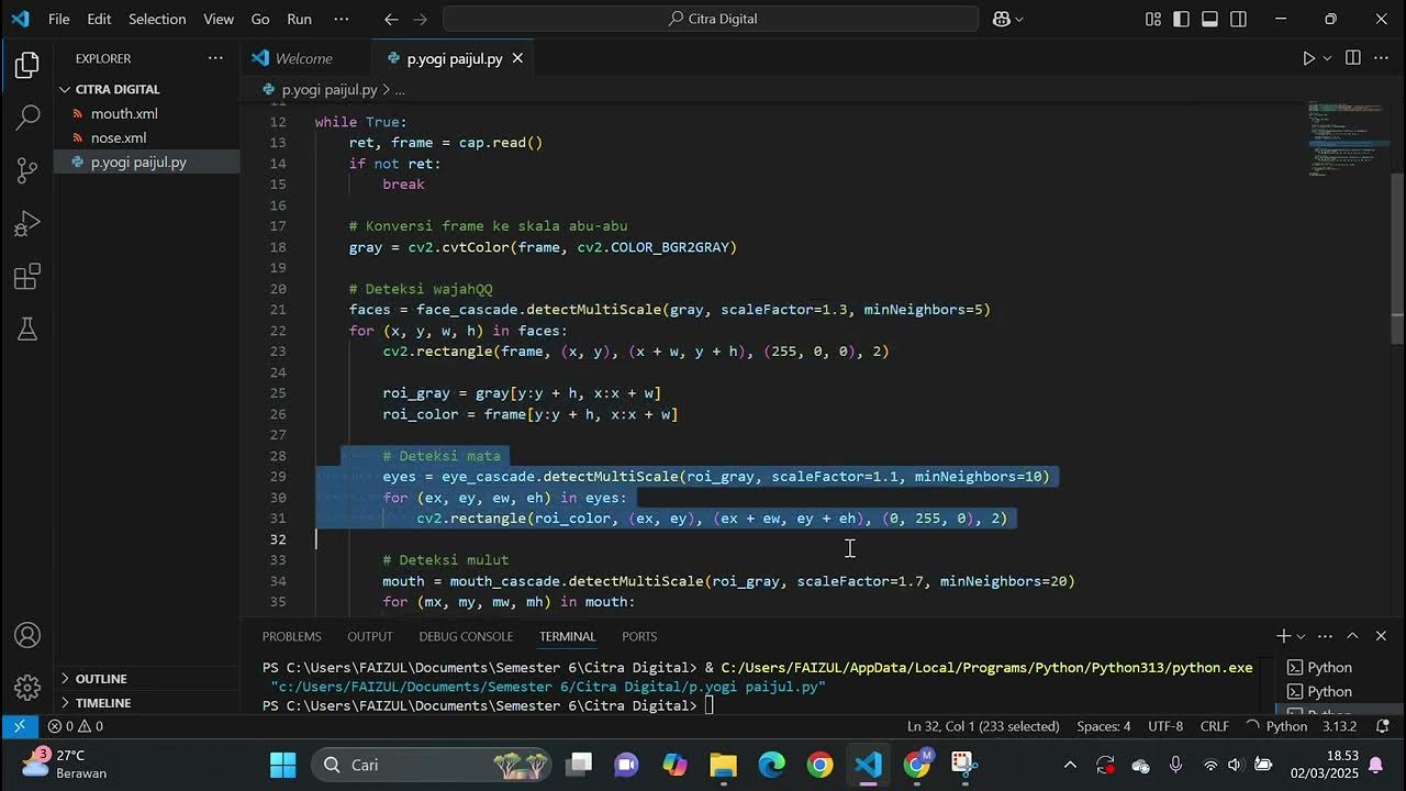 Deteksi Wajah Menggunakan OpenCV - Python - YouTube