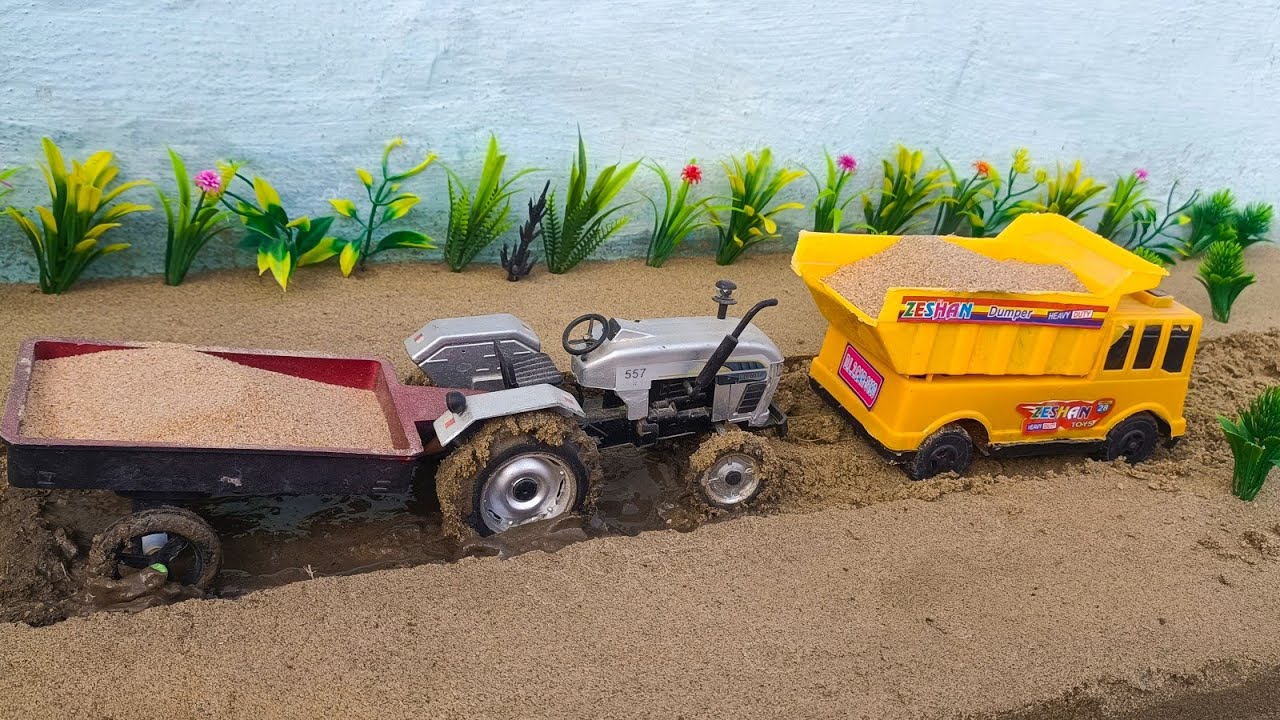 Diy mini tractor sand loading mud science project | Diy Tractor ...