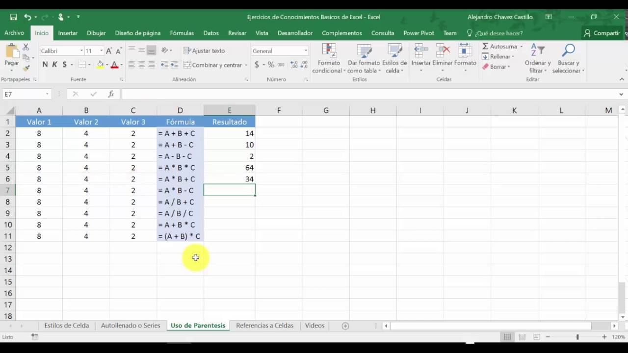 3 LEYES DE OPERADORES Y USO DE PARENTESIS EN EXCEL - YouTube