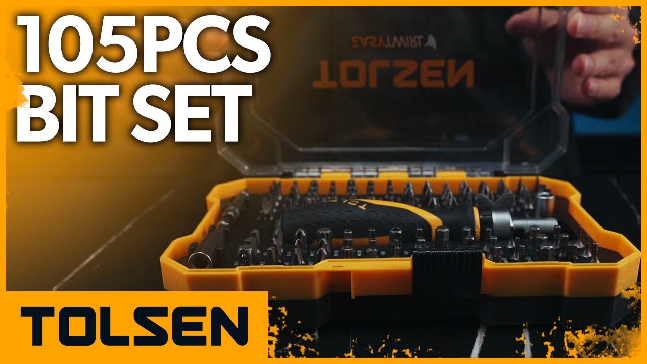 TOLSEN 105-Piece Screwdriver Bit Set with Ratchet Screwdriver ...