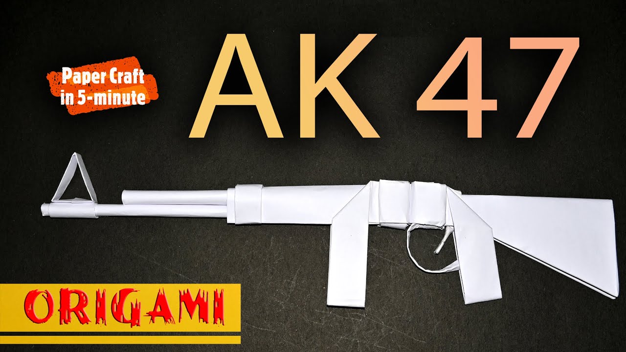 paper gun without glue | Paper AK 47 easy | @papercraftin5-minute - YouTube