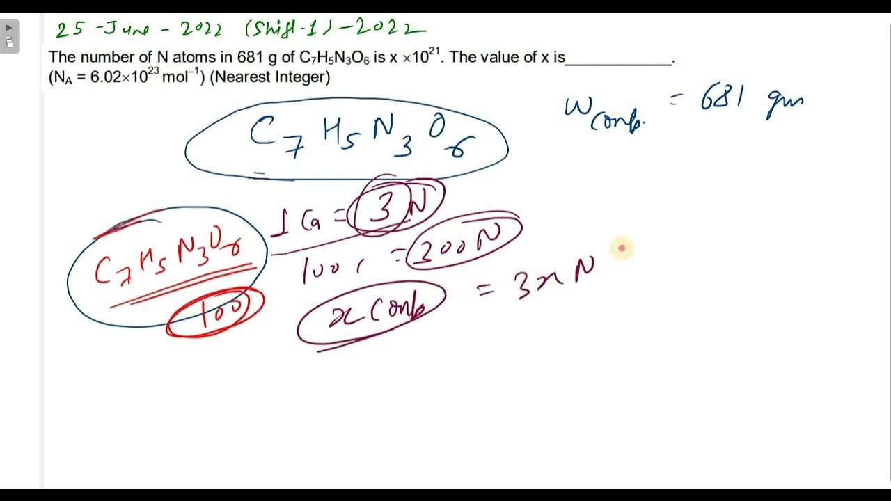 The Number Of N Atoms Is 681 G Of C7H5N3O6 Is X 10 21 The Value Of X the-number-of-n-atoms-is-681-g-of-c7h5n3o6-is-x-10-21-the-value-of-x