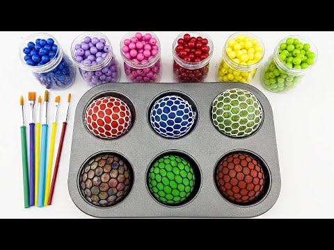 Satisfying Video | Mixing A Lot Of Rainbow Candy in Color Tray With Stress Balls Cutting ASMR