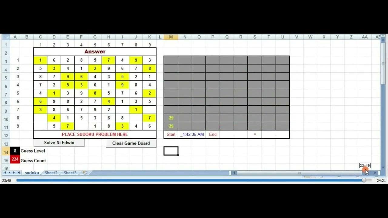 Sudoku Solver in excel using vba macro with source code - YouTube