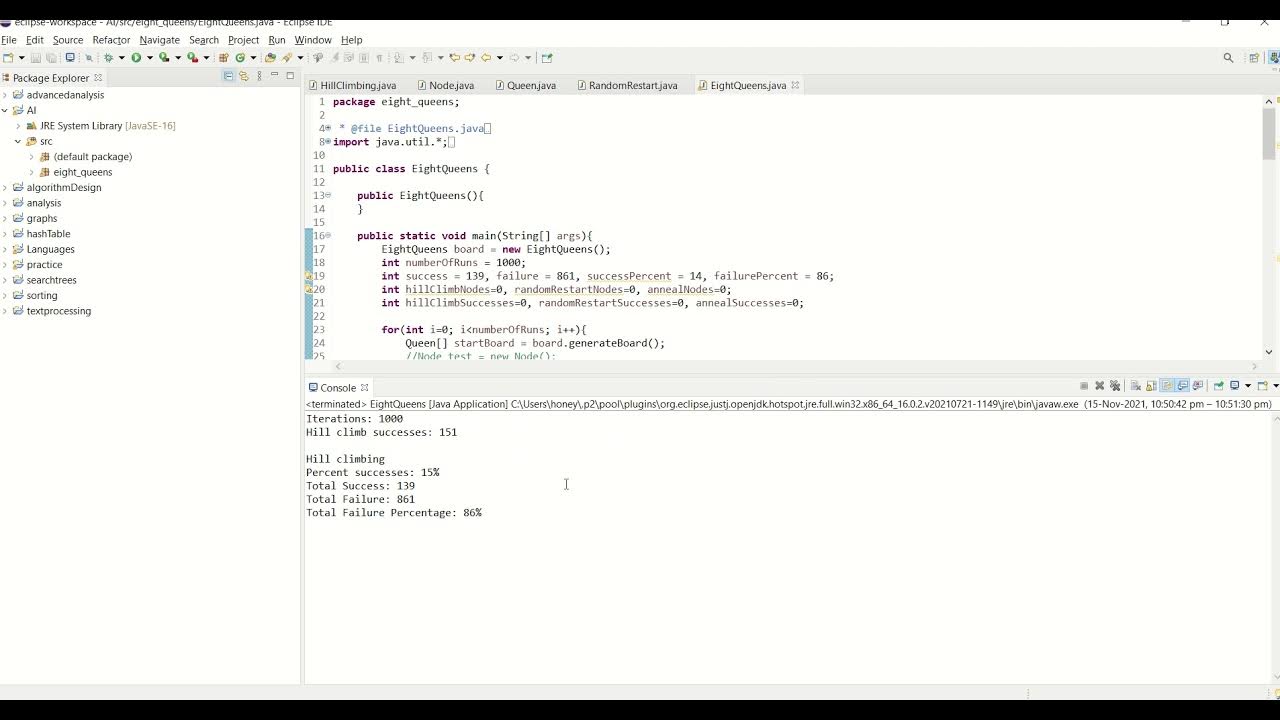 8 Queen Problem using Hill Climbing algorithm. - YouTube