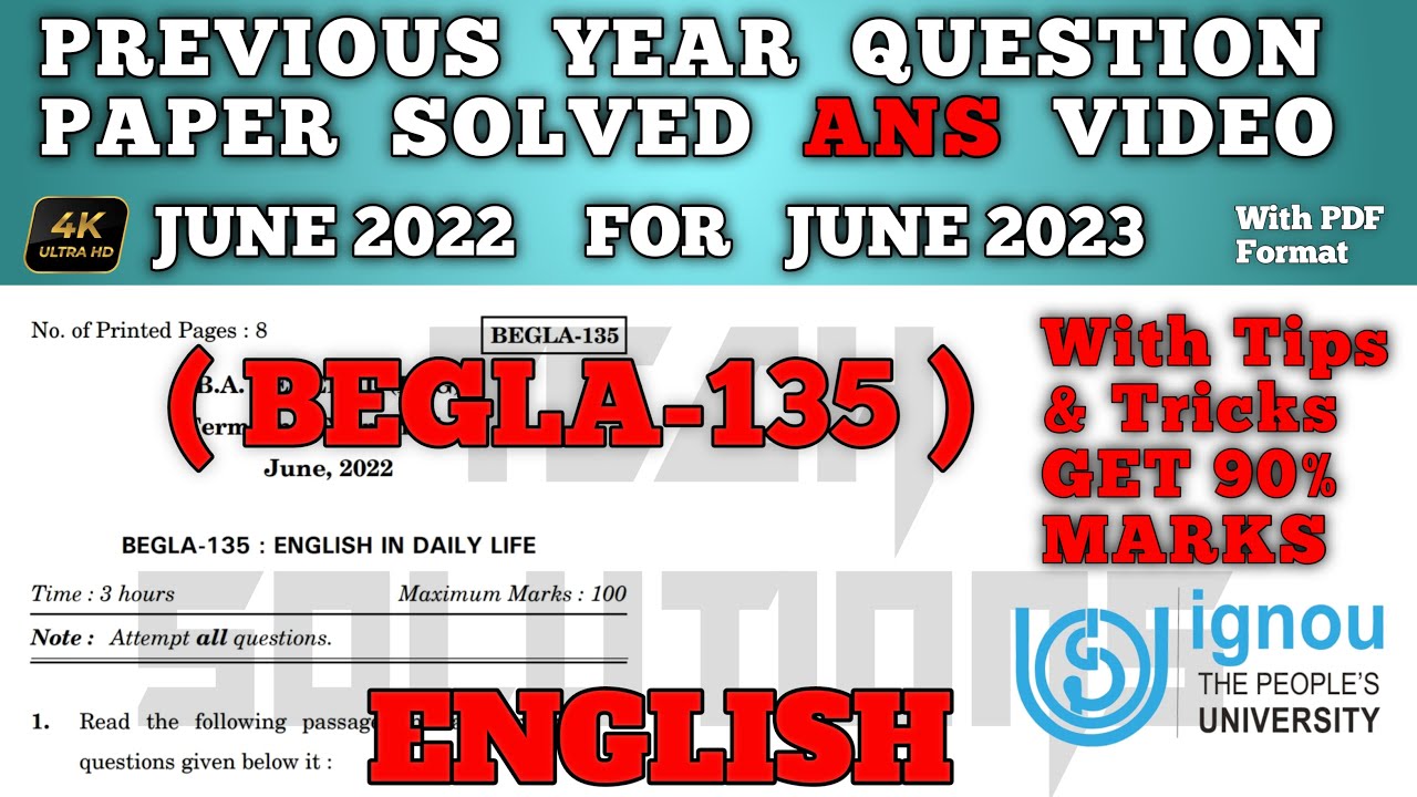 Begla 135 Previous Year Question Paper Answer June 2022 | Begla 135 ...