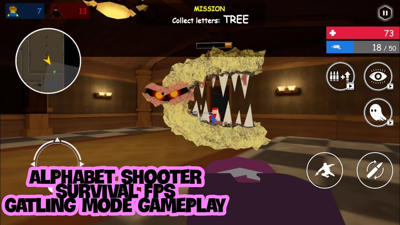 Alphabet shooter survival fps gameplay gatling mode walkthrough game ...
