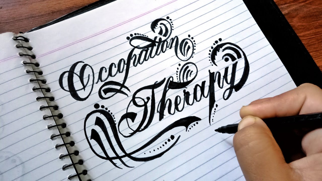 How to write OCCUPATION THERAPY in beautiful calligraphy drawing ...