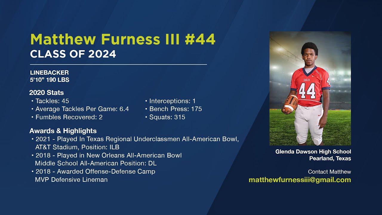 RR Matthew Furness III Football - Class of 2024 - YouTube