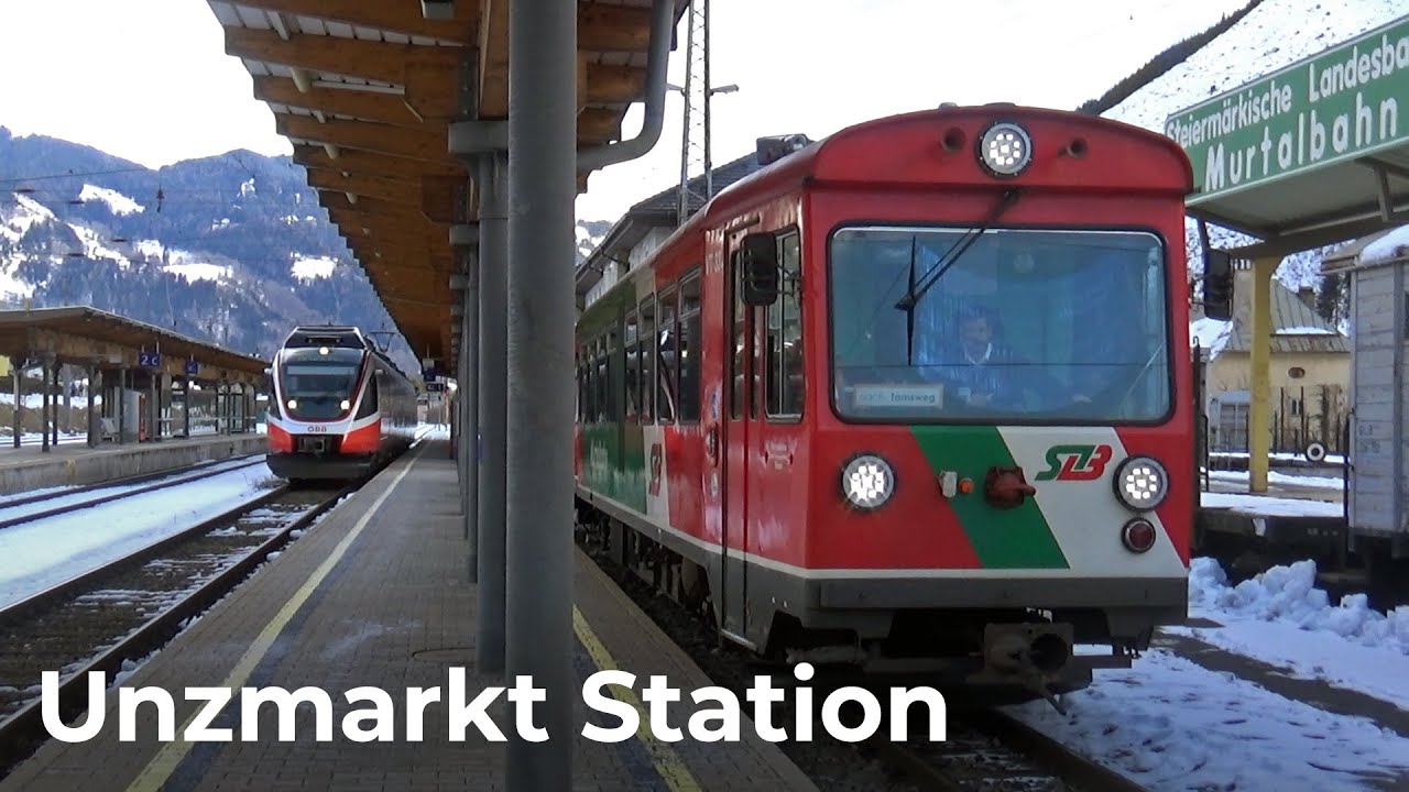 Austrian Trains Vlog #19 - Beautiful Unzmarkt Station in Styria (01.02. ...