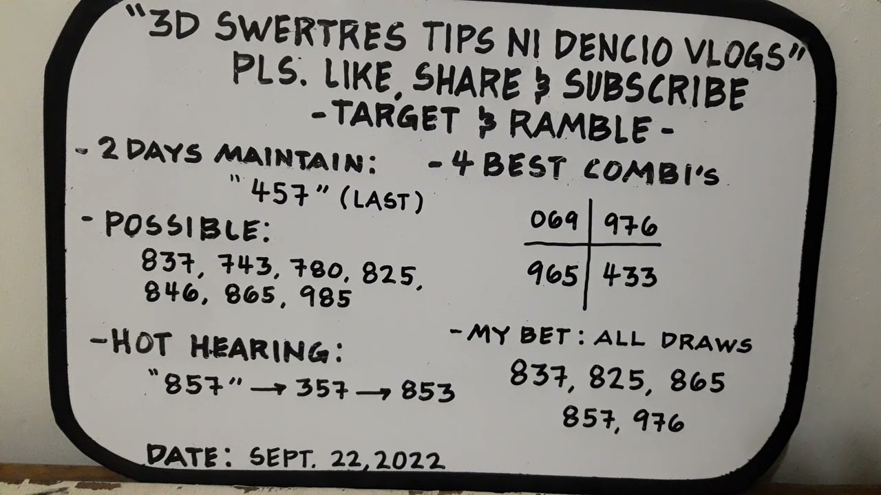 3D Swertres Hearing, Possibles & Tips (Sept. 22, 2022) #Slides457(748 ...