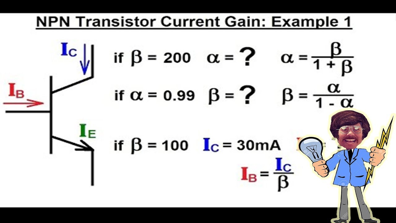 Electrical Engineering: NPN Transistor Current Gain Ex. 1 - YouTube