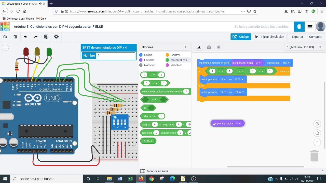 Arduino5 Condicionales if else programación bloques arduino Tinkercad desde cero segunda parte 😎 ...