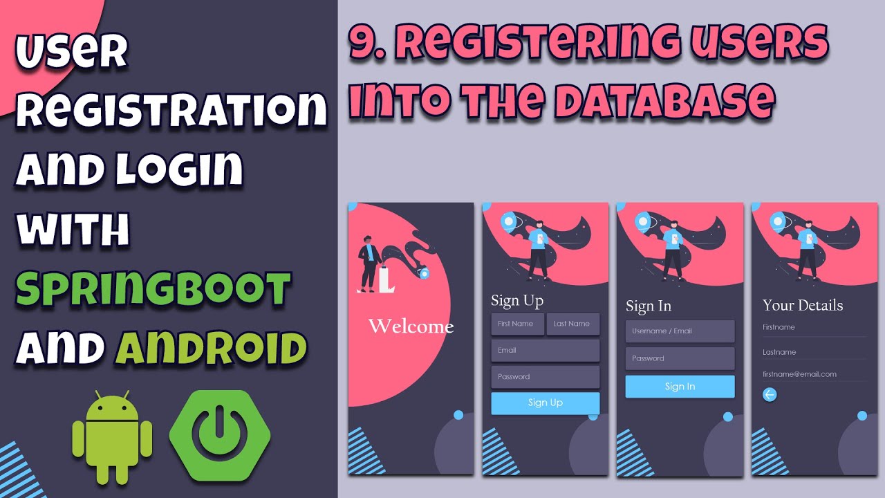 9.User Login & Register With Android & SpringBoot - Registering users ...