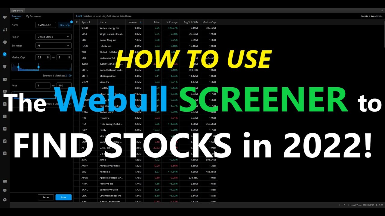 How to Use the Webull Screener to Find Stocks to Trade in 2022! - YouTube