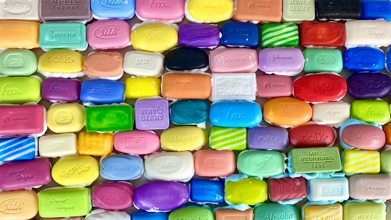 100 Soap boxes with foam. 🧼😍 ASMR Soap. 💚💙💛 Satisfying video. - YouTube