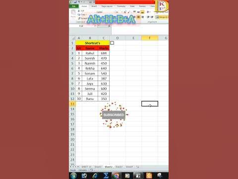 Excel Shortcut Keys || Shorts Keys || Time Saving Tricks - YouTube