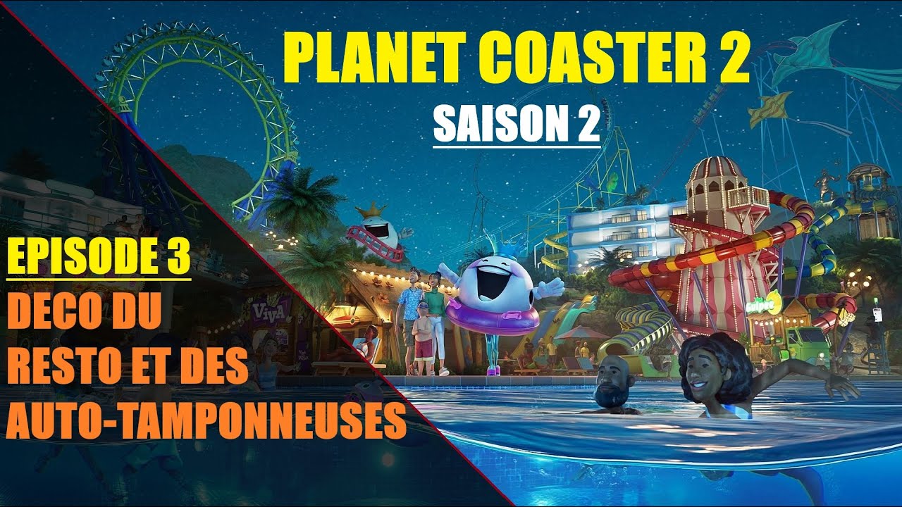 Planet Coaster 2 - S2.E3 - Déco du resto et des auto tamponneuses - YouTube