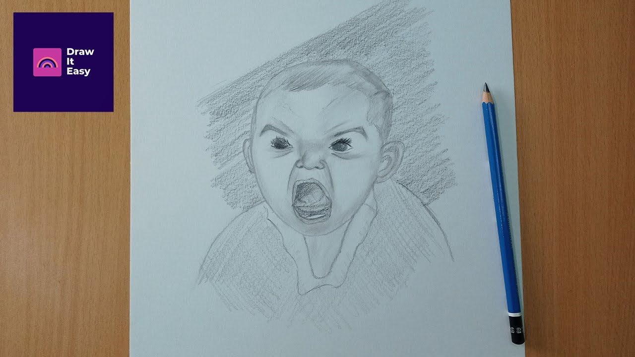 Scared Baby Face Drawing