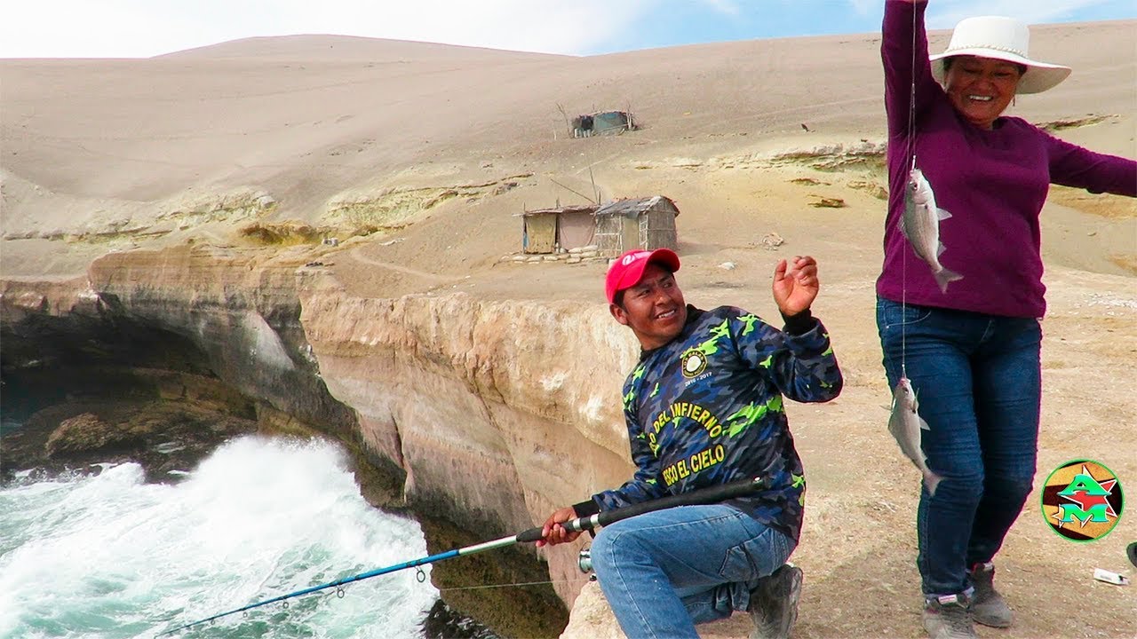 MUJER PESCADORA PESCA CON CARNADA MUY MUY - Pesca en Peñas - YouTube