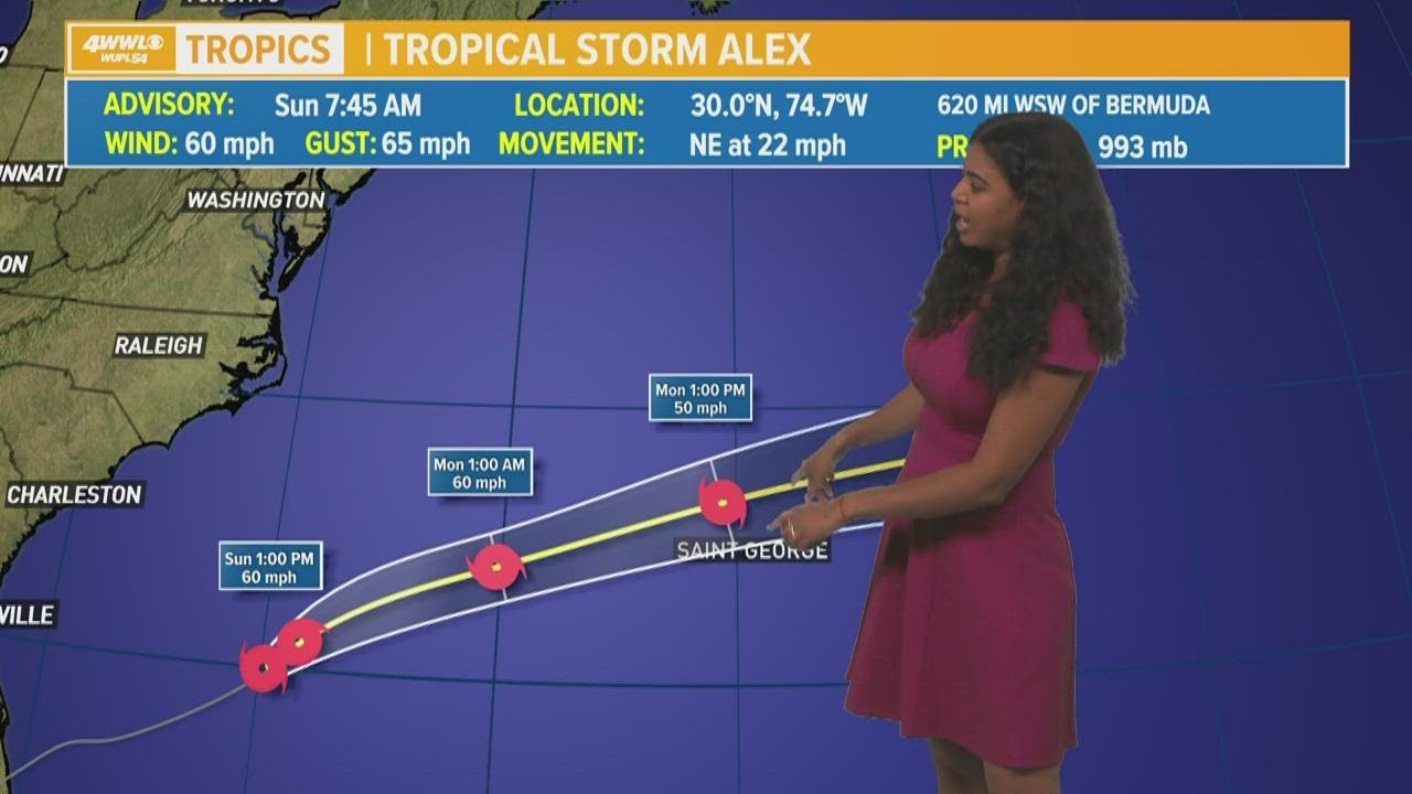 Tropical Storm Alex develops early Sunday morning - YouTube