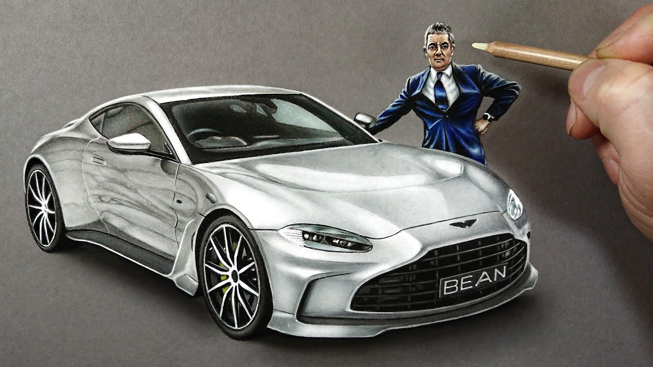 MR BEAN AND HIS ASTON MARTIN DB12 (mister Bean 3d drawing) - YouTube