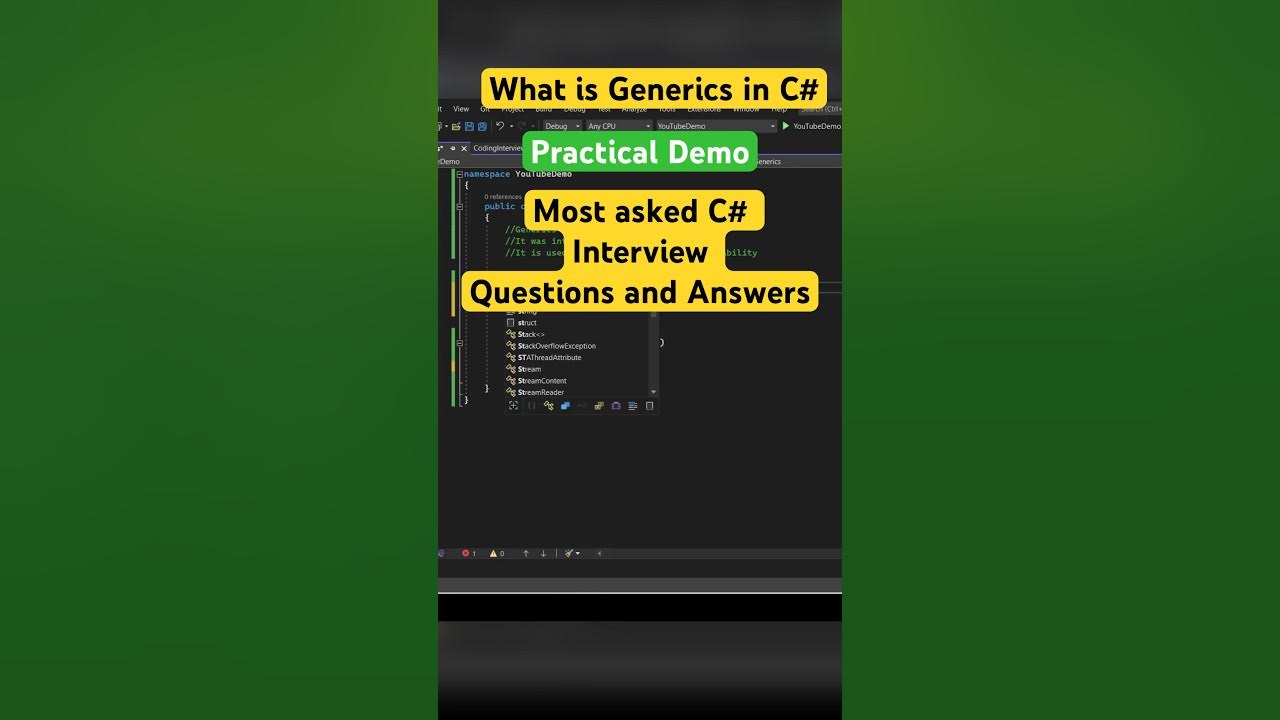 What is Generics in C# - explained with practical demo #shorts #coding #csharp #generics - YouTube