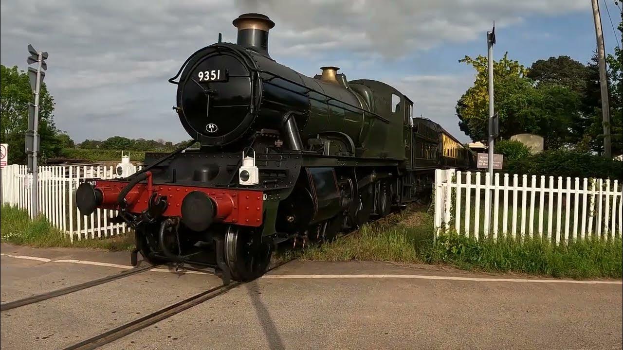 West Somerset Railway 9351 Steam Train Leaving Dunster Station for Minehead 17th May 2023 - YouTube