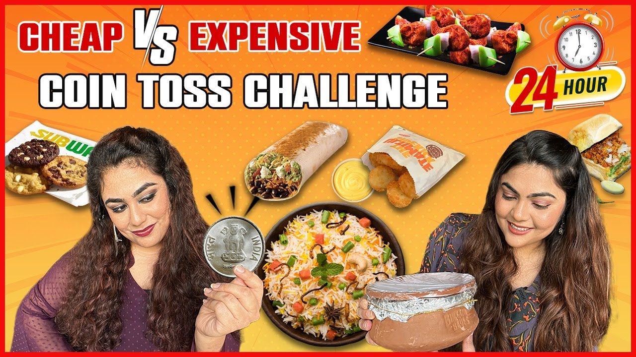 Letting Coin Toss Decide What We Eat 🪙 Cheapest vs. Most Expensive 24 ...